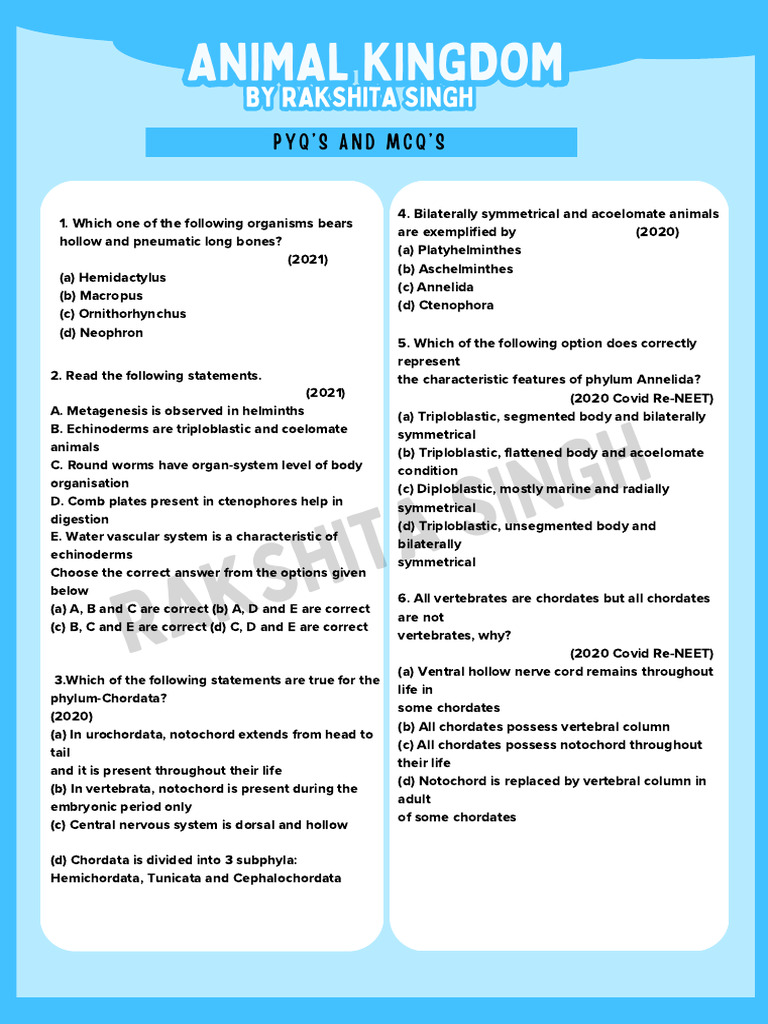 Animal Kingdom | PDF | Zoology