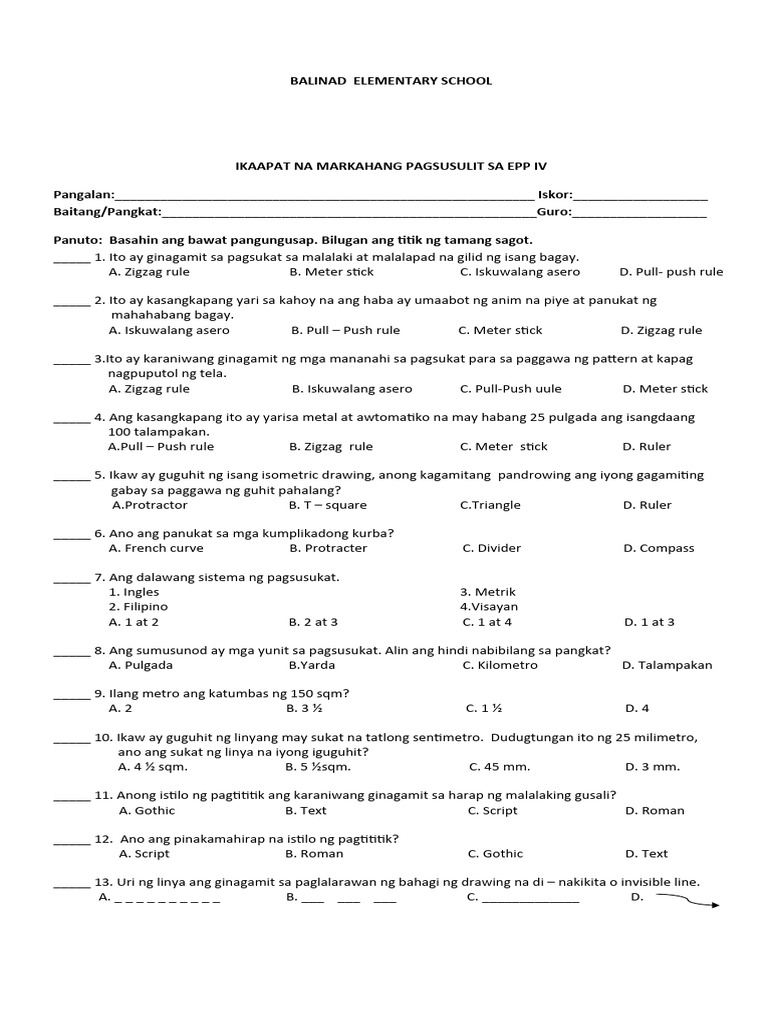 PT - Epp 4 - Q4 | PDF