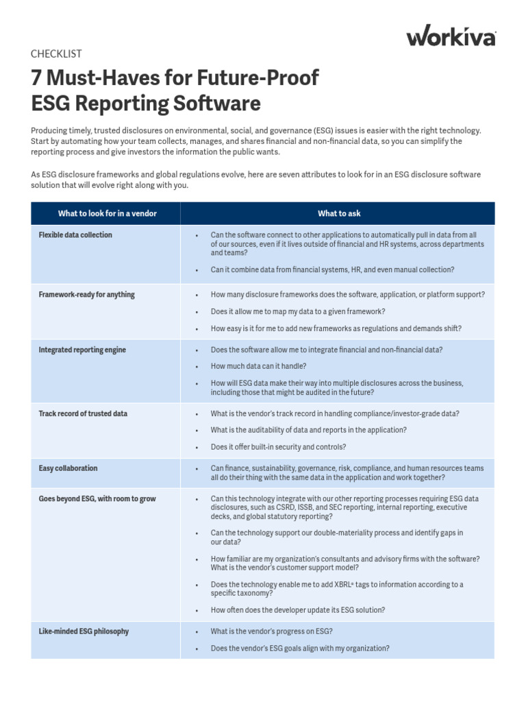 Workiva Checklist Esg Technology 20240422 | PDF | Business ...