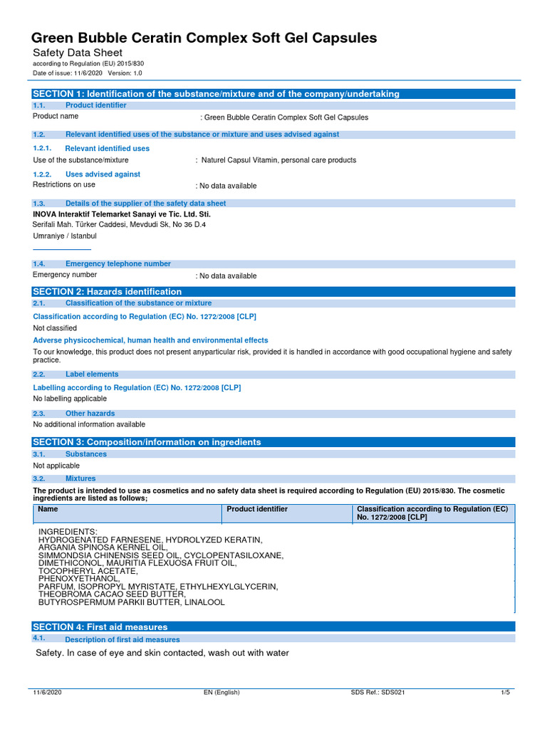 Green Bubble Ceratin Complex Soft Gel Capsules | PDF | Dangerous Goods ...