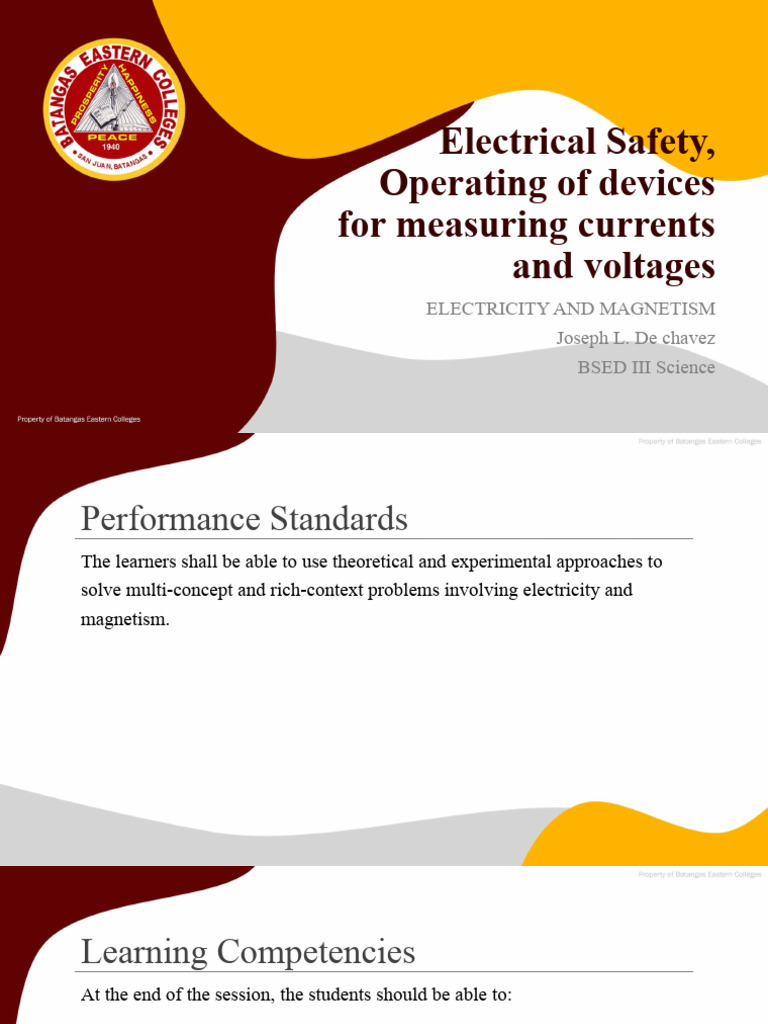 Electrical Safety, Operating of Devices For Measuring Currents and ...