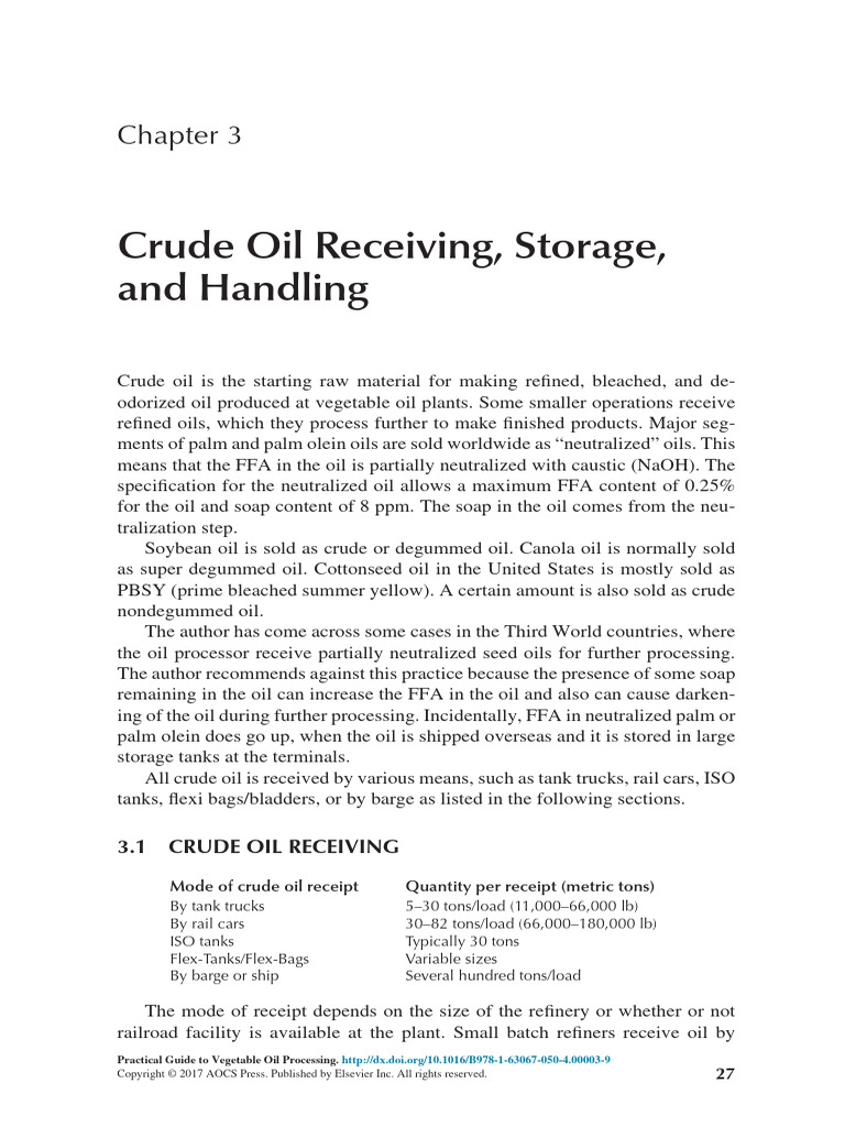 Cap 3 - Crude Oil Receiving, Storage, and Handling | PDF | Vegetable ...