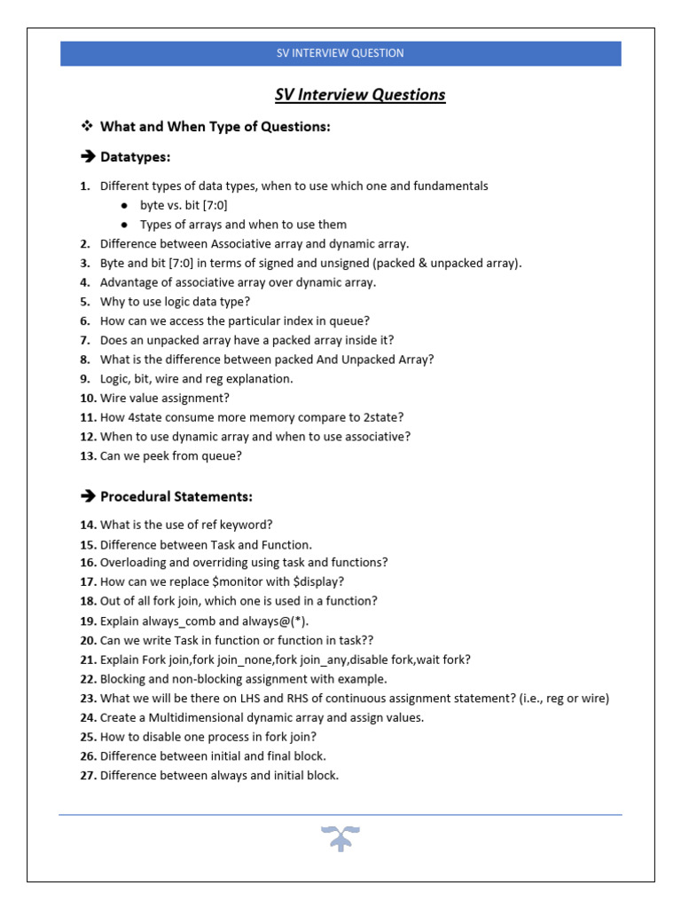 System Verilog - Interview - Question | PDF | Method (Computer ... System Verilog - Interview - Question | PDF | Method (Computer ...