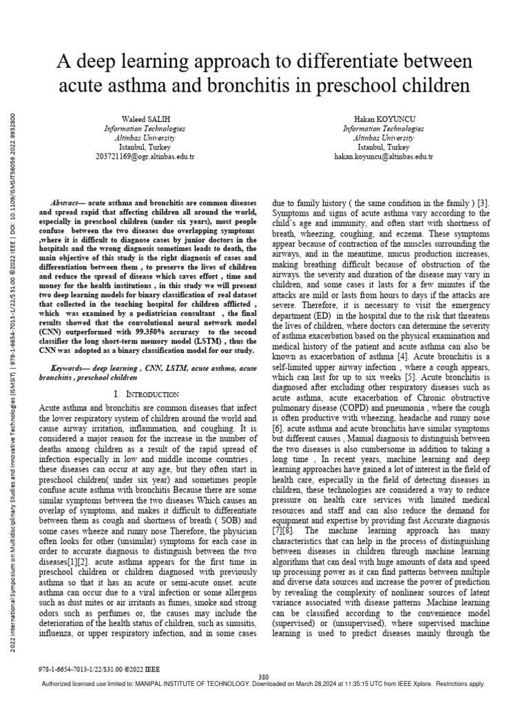 A Deep Learning Approach To Differentiate Between Acute Asthma and ...