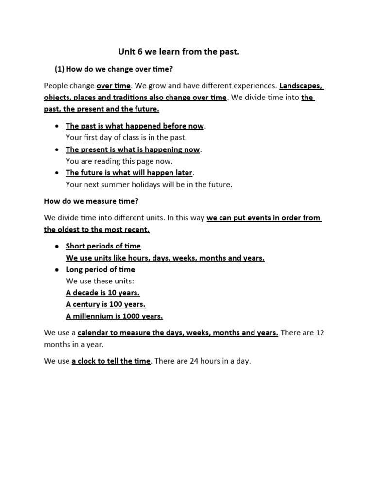 Unit 6 We Learn From the Past | Download Free PDF | Time | Train