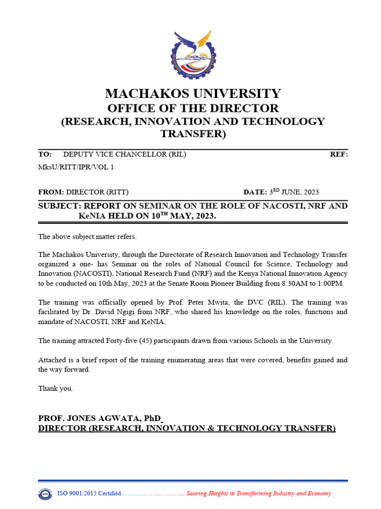 Nacosti, NRF and Kenia Report | PDF | Science | Cognition