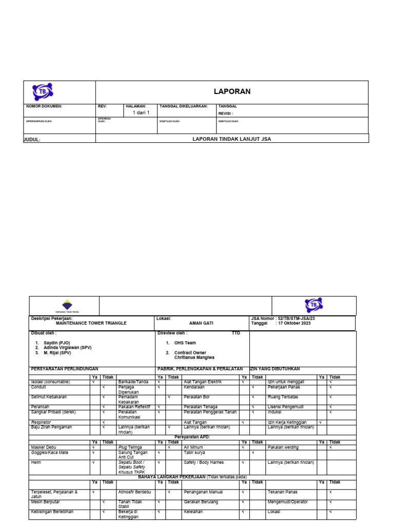 17. Laporan Tindak Lanjut JSA | PDF