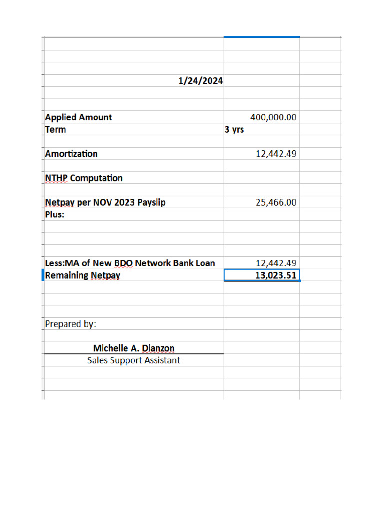 Paloca NTHP Computation | PDF