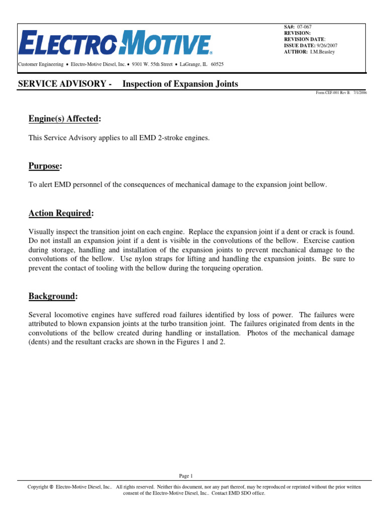SA-07-067 Inspection of Expansion Joints | PDF