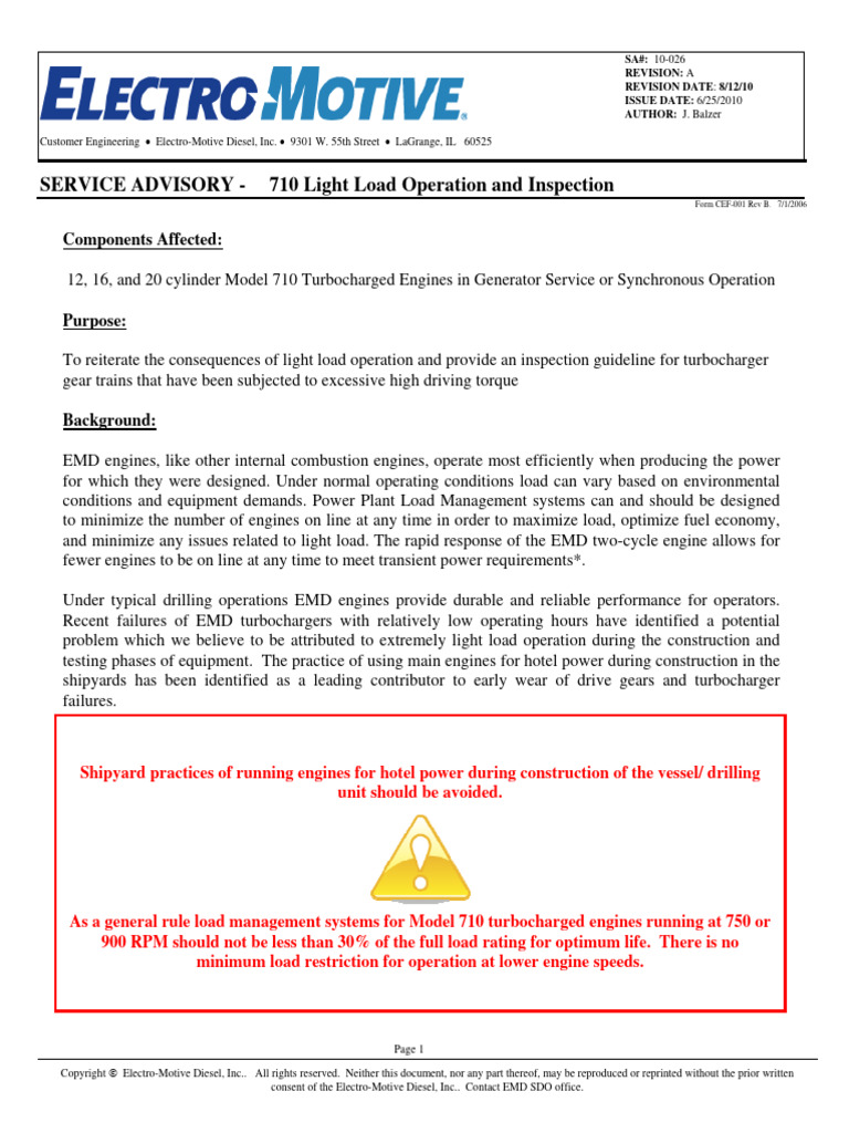 SA-10-026 Rev A 710 Light Load Operation and Inspection | PDF ...