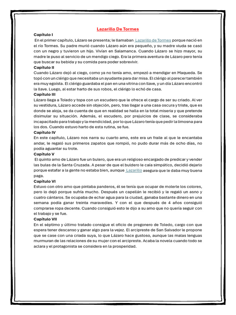 Lazarillo de Tormes | PDF