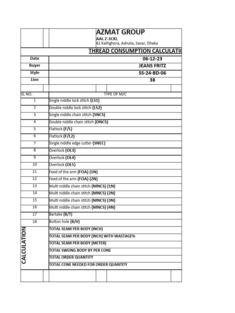 Thread Consumption Calculator | PDF | Crafts | Needlework
