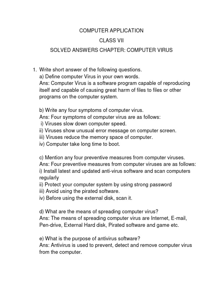 Theory Notes On Computer Virus PDF | PDF | Computer Virus | Malware
