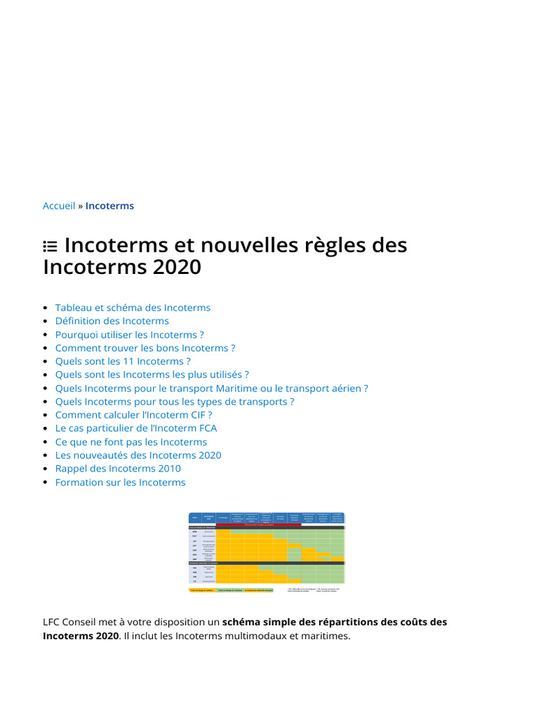 Tableau des Incoterms 2020 et 2024 | PDF | Commerce international ...