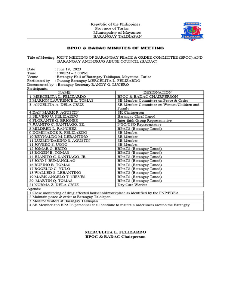 BADAC Meeting Minutes - June 2023 | PDF | Law Enforcement | Crime ...