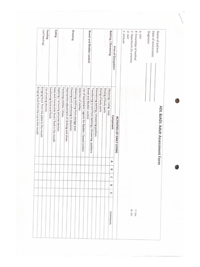 ADL & iADL ADULT | PDF