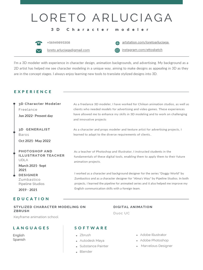 CV Loreto Arluciaga 2024 PDF | PDF | 3 D Computer Graphics | 3 D Modeling