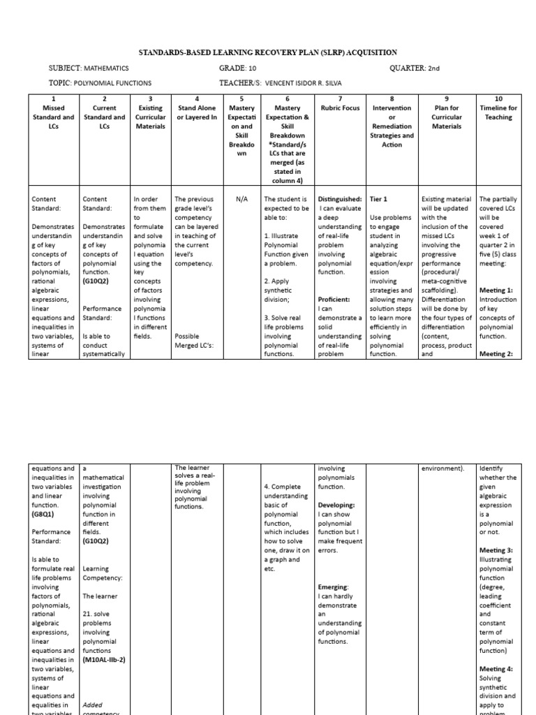 MATH 2nd Polynomial ACQUISITION | PDF | Polynomial | Equations