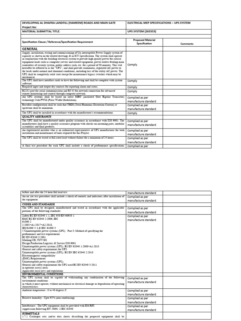 UPS Compliance Statement-Hameem (1) | Download Free PDF | Power ...