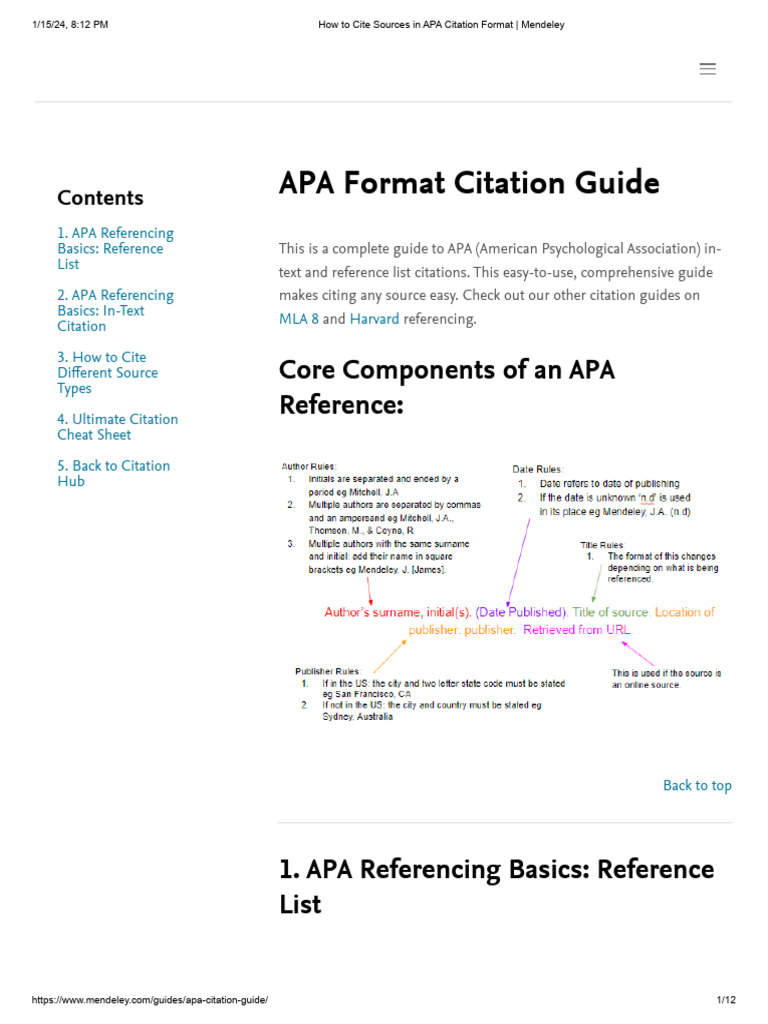 How To Cite Sources in APA Citation Format - Mendeley | PDF | Citation ...