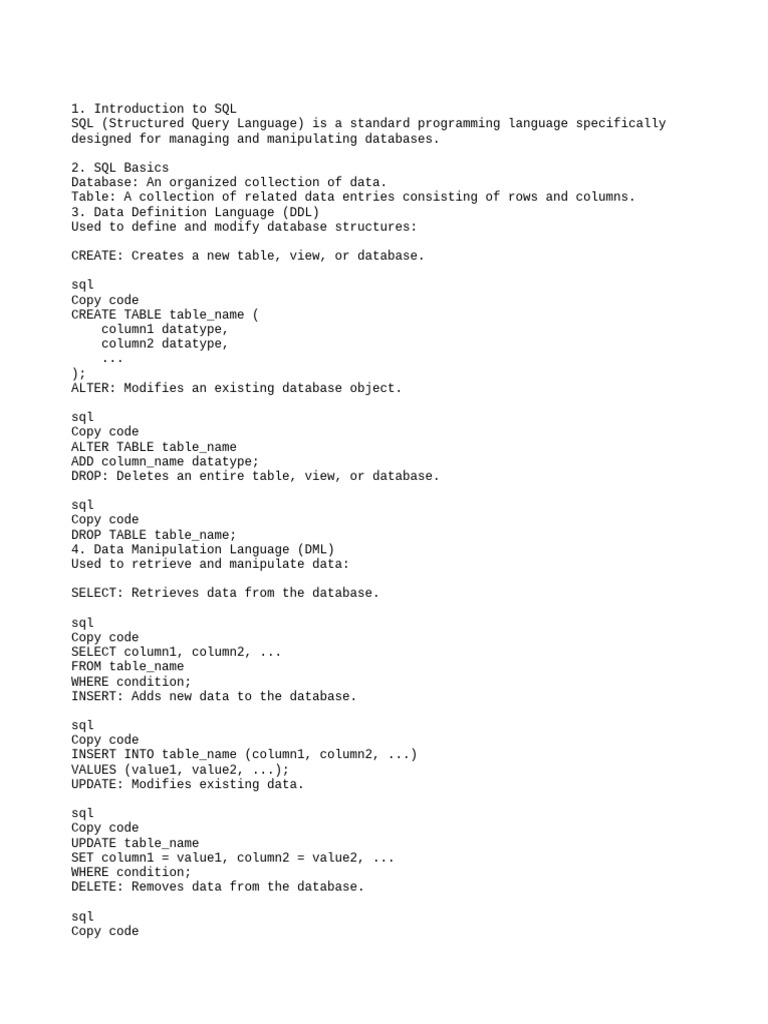 SQL | PDF | Sql | Databases