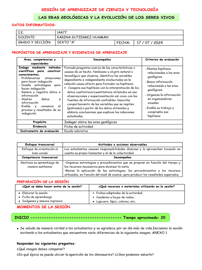 Ses-Mierc 17-Cyt - Las Eras Geológicas y La Evolución de Los Seres Vivos | PDF | Evaluación ...