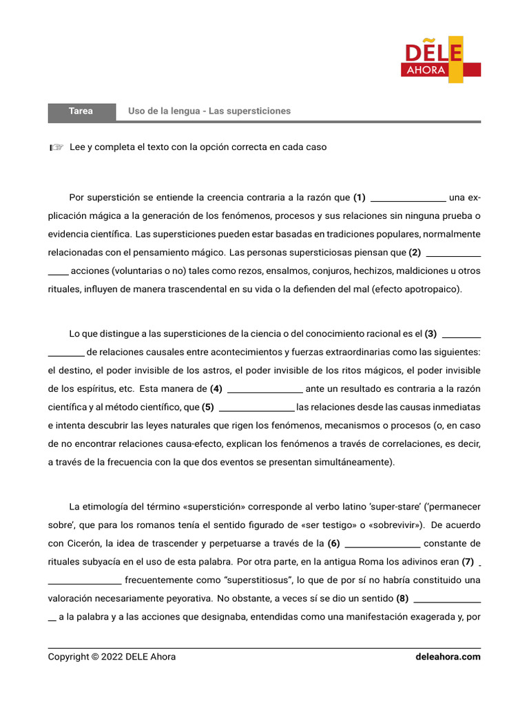 Las Superticiones, Texto b2 | PDF | Supersticiones