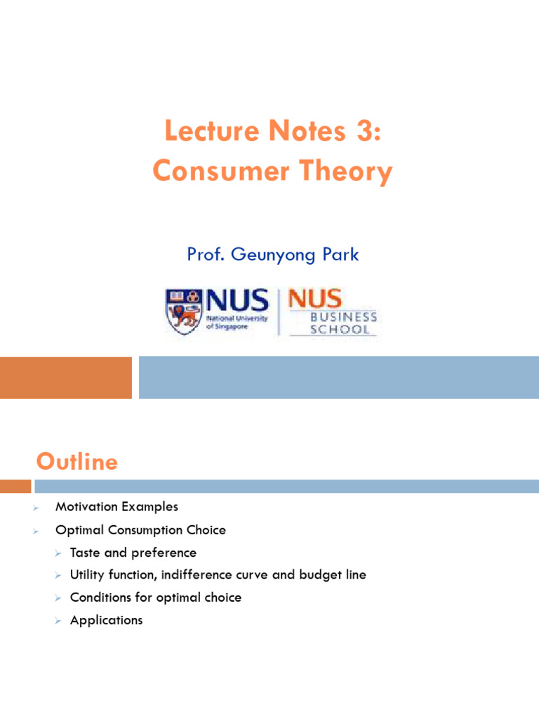 Lecture 3 Consumer Theory | PDF | Utility | Microeconomics