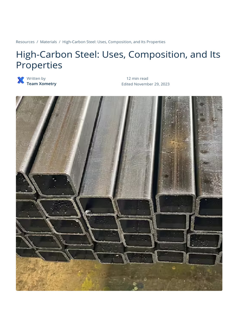 High-Carbon Steel - Uses, Composition and Its Properties - Xometr | PDF ...