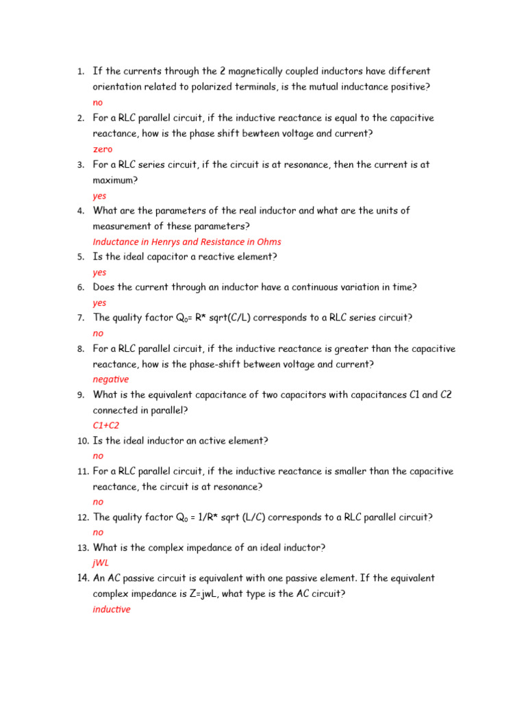 Fee Possible Exam Qs Theory Sem | PDF | Electrical Impedance ...