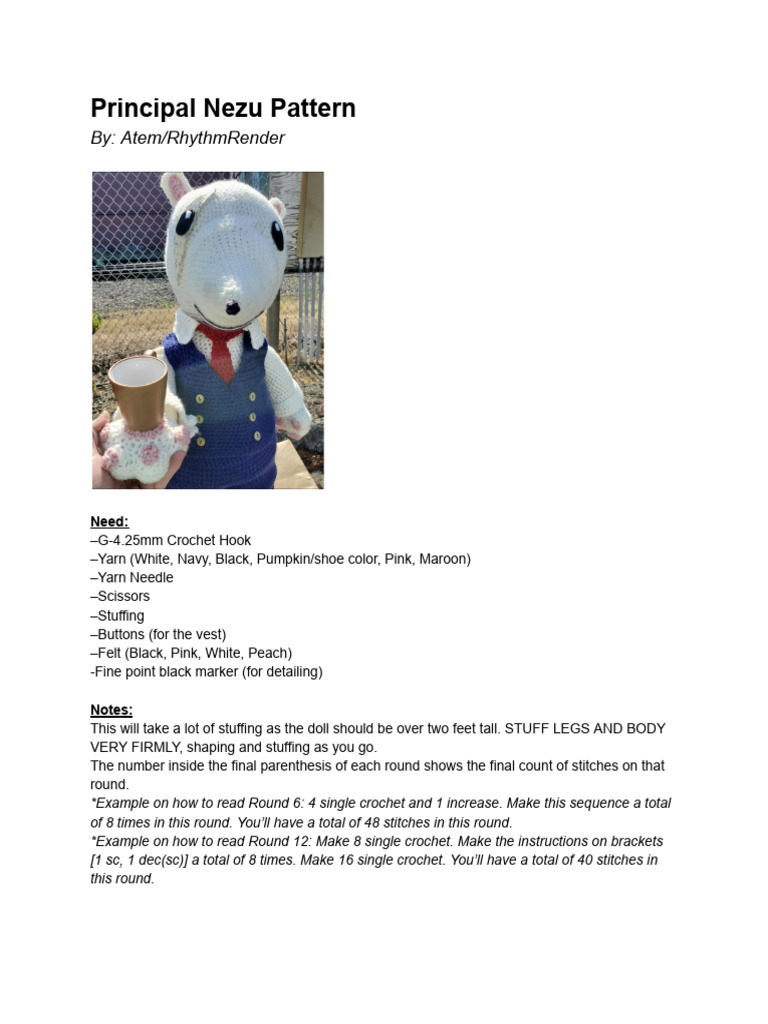 Atem-Rhythmwrites Principal Nezu Pattern Instructions | PDF | Crochet ...