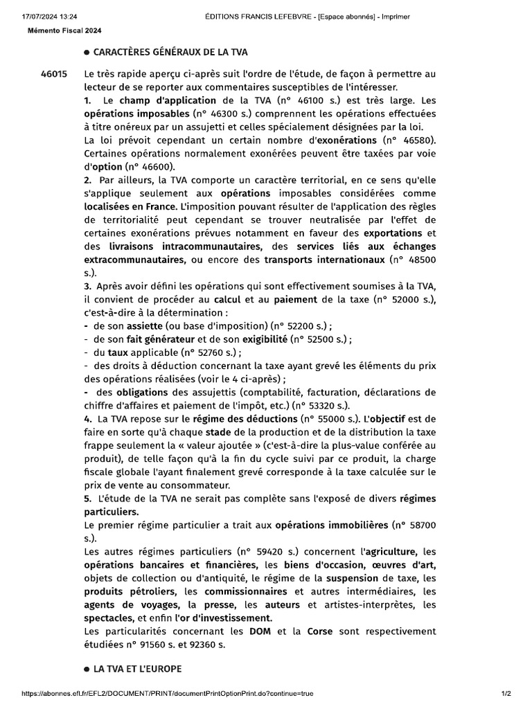 Henribus - Éditions Francis Lefebvre - (Espace Abonnés) - Imprimer | PDF