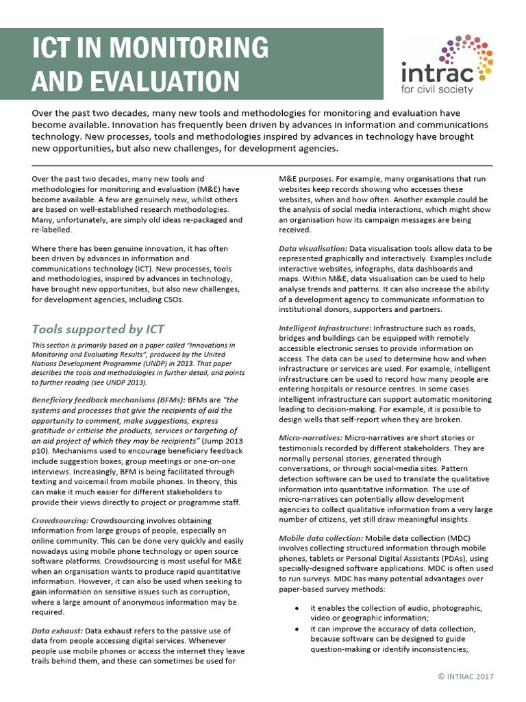 6 Ict In Monitoring And Evaluation Pdf Information Methodology