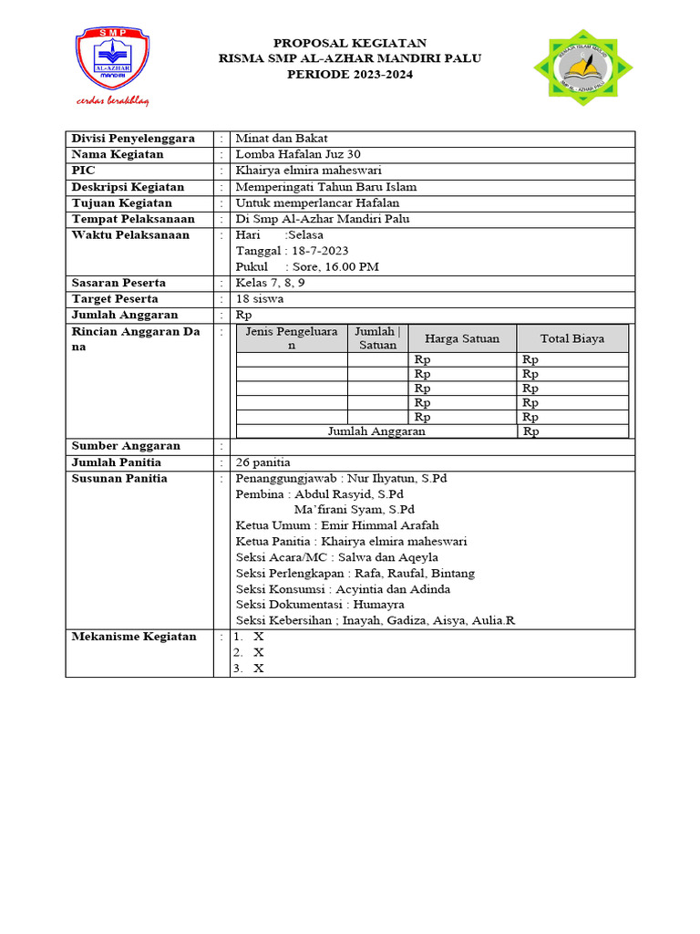 FORMAT_PROPOSAL_KEGIATAN_RISMA_PERIODE_2023-2024[2] | PDF