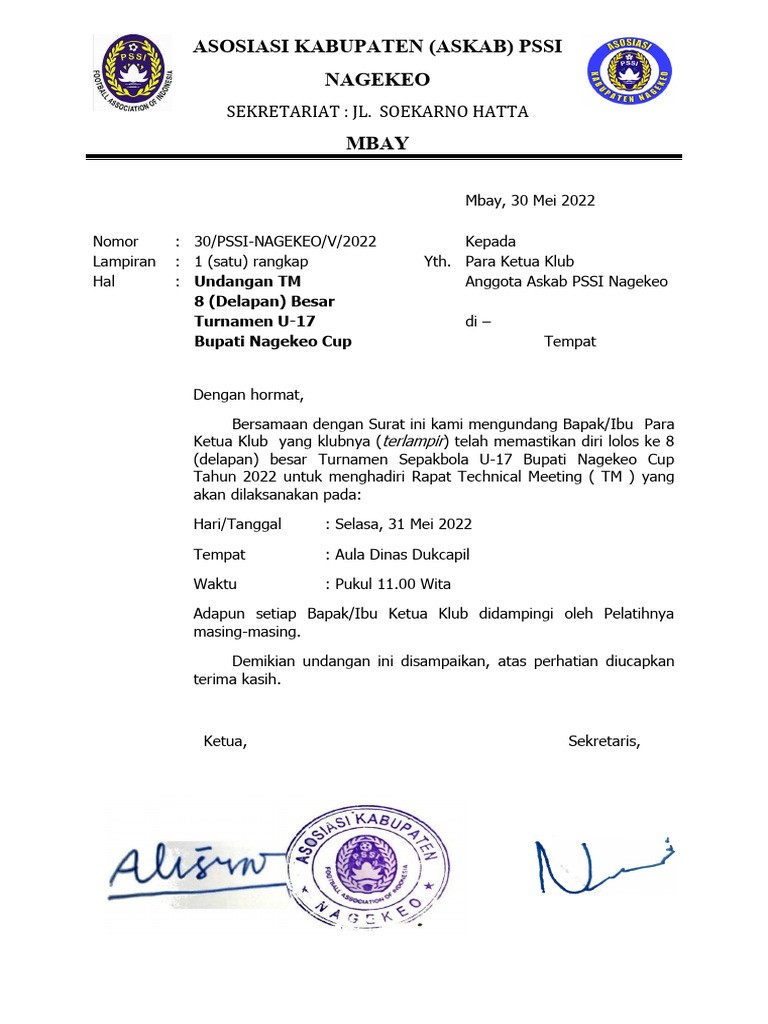 Surat Undangan TM 8 Besar | PDF