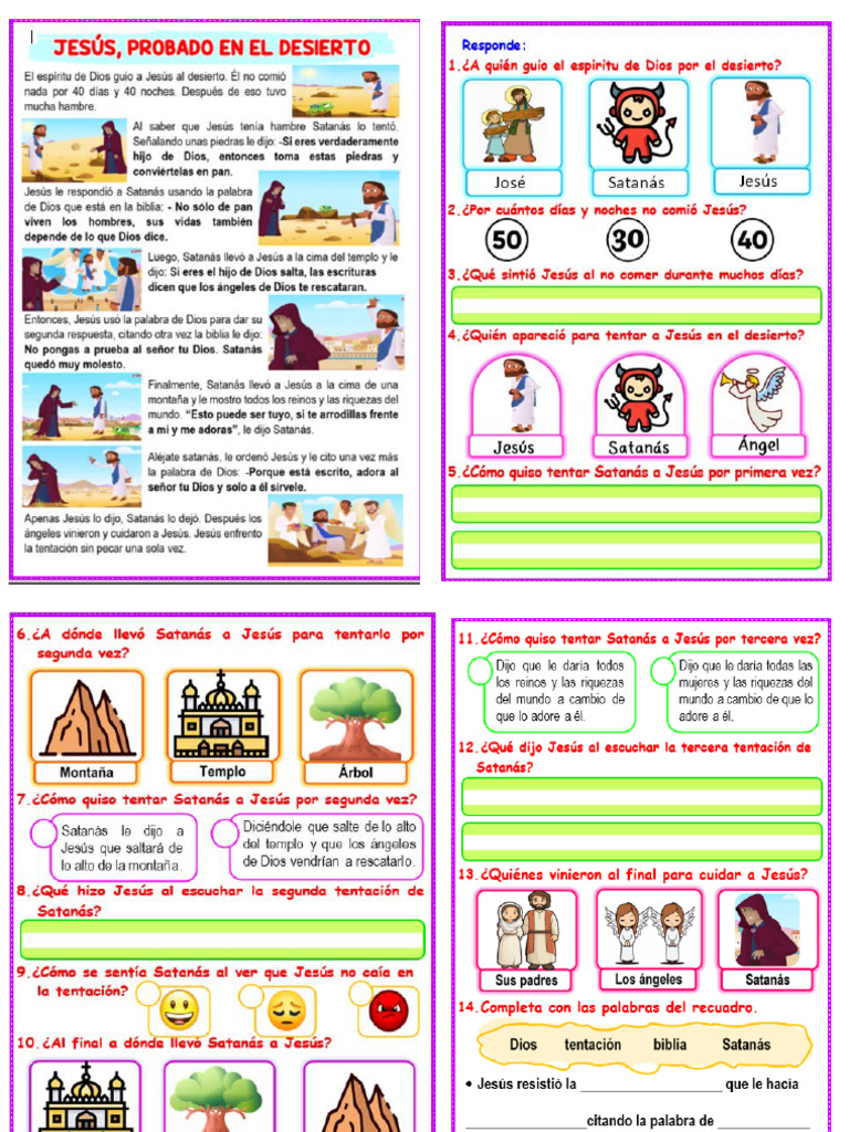 ficha de jesus es tentado en el desierto | PDF