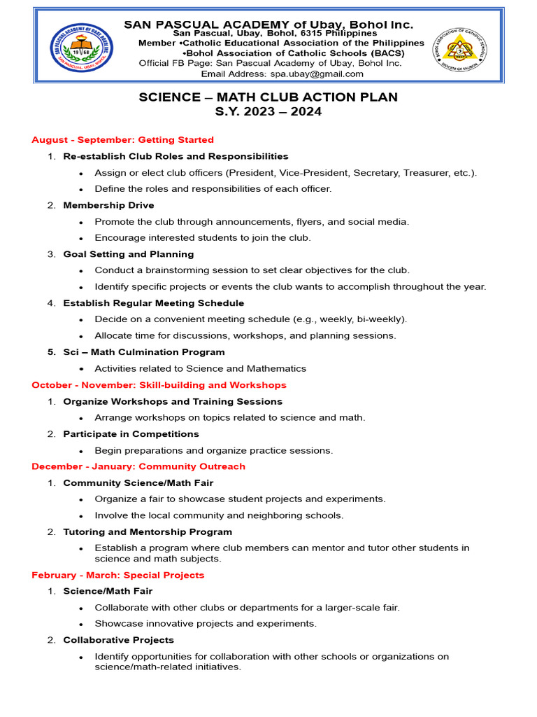 Sci-Math-Action-Plan-2023-2024 | PDF | Mentorship | Mathematics