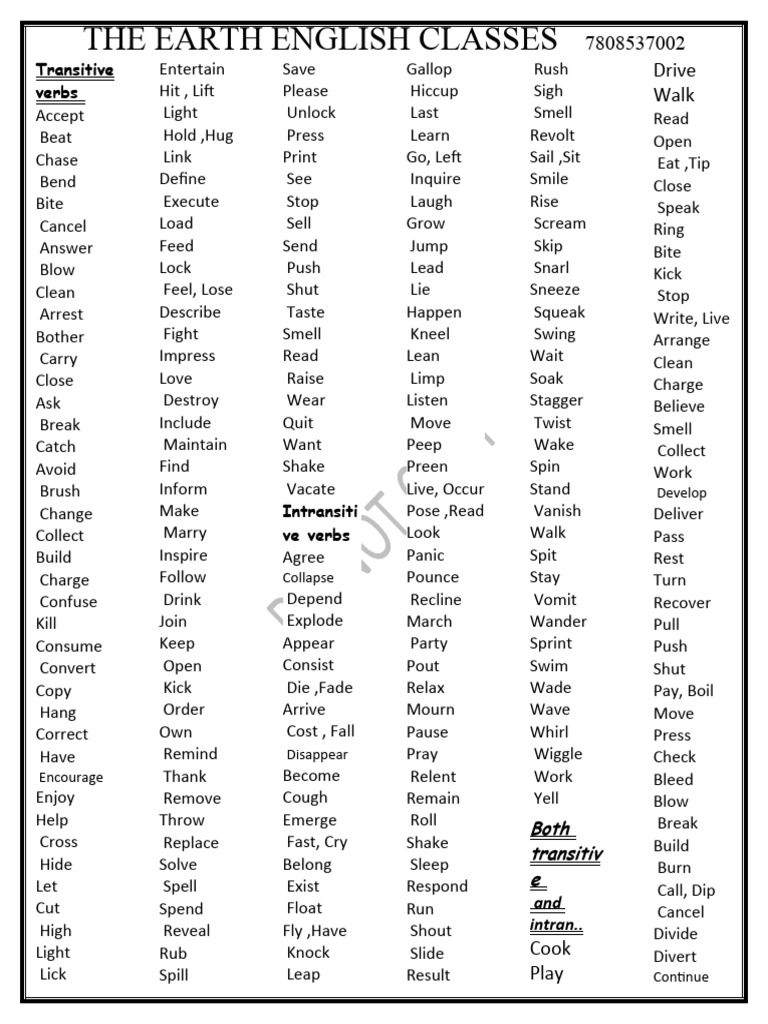 Transitive Verbs | PDF