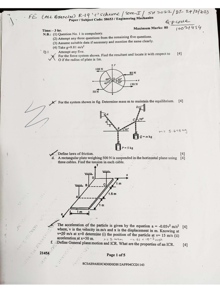 Mechanics Sem 1 | PDF