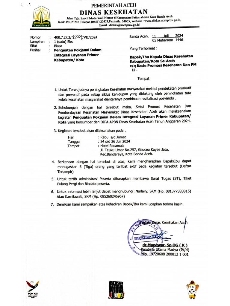 Surat Penguatan Pokjanal Dalam Integrasi Layanan Primer Kab - Kota | PDF