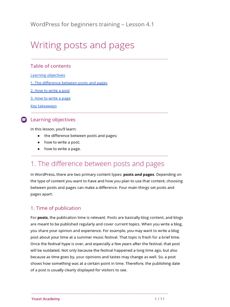 4 1-Writing Posts and Pages Wordpress For Beginners | PDF | Word Press | Editing