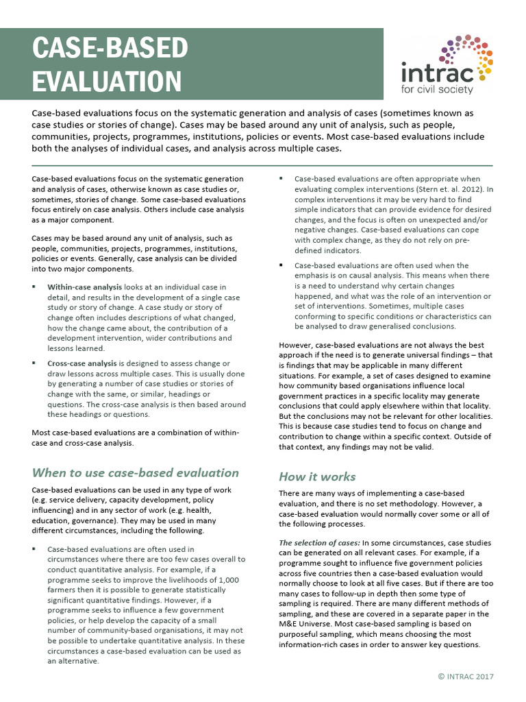 1.case Based Evaluation | PDF | Evaluation | Case Study