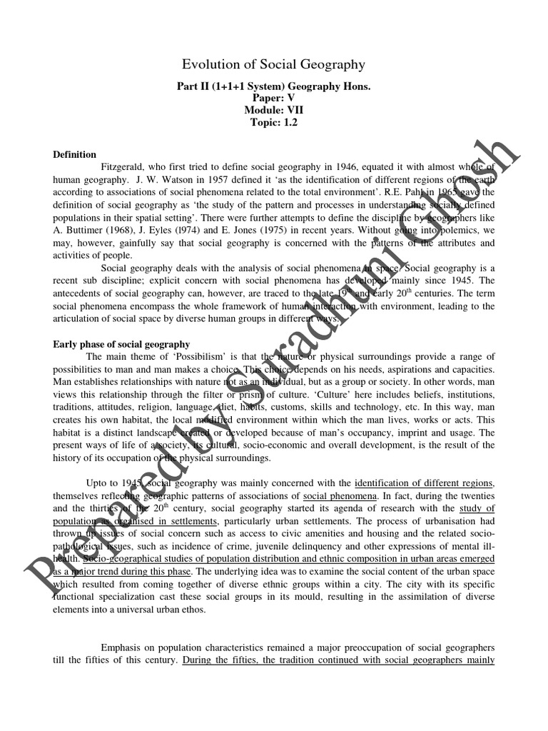 Evolution of Social Geography | PDF | Geography | Sociology