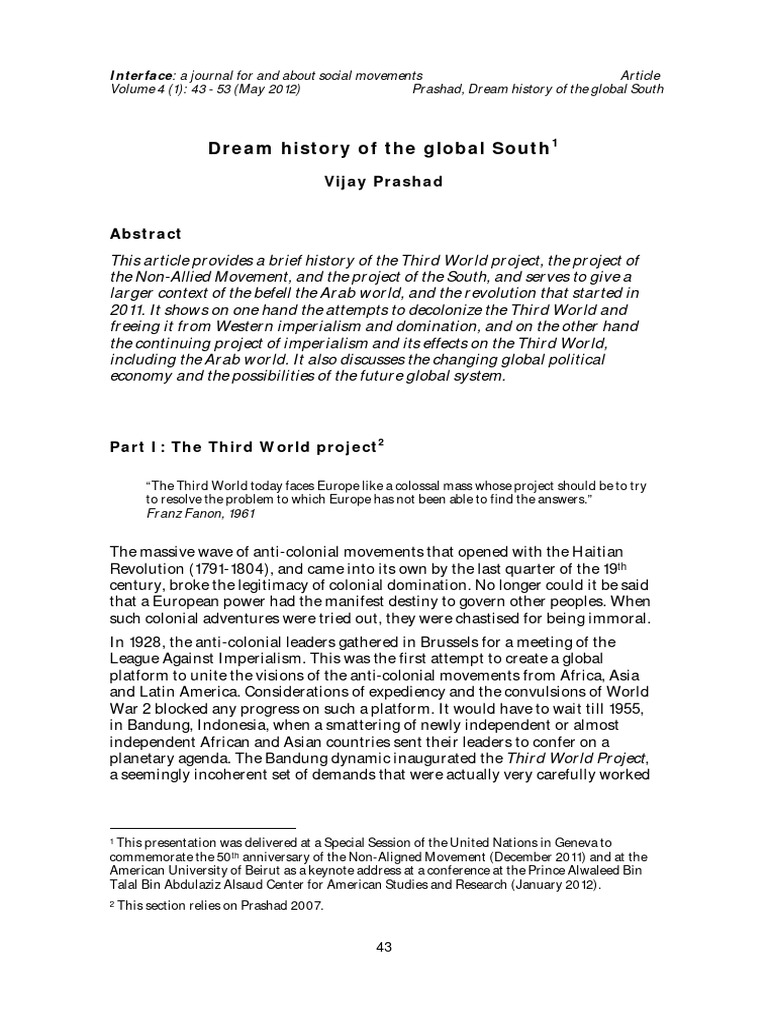 Day 1 (Required) - Vijay Prashad - Dream History of The Global South ...