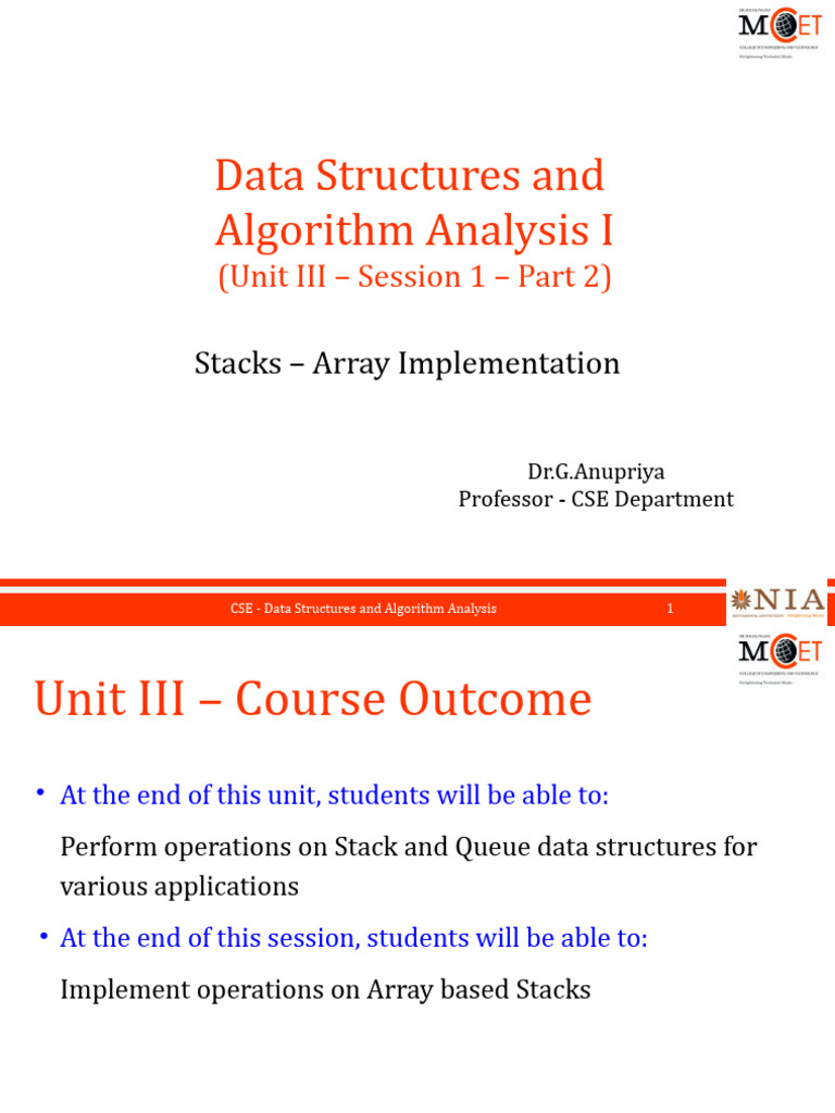 312 Stacks Array Implementation Pdf Pointer Computer Programming