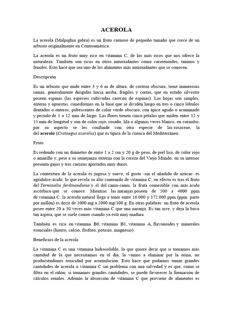 ACEROLA | PDF | Salud y bienestar