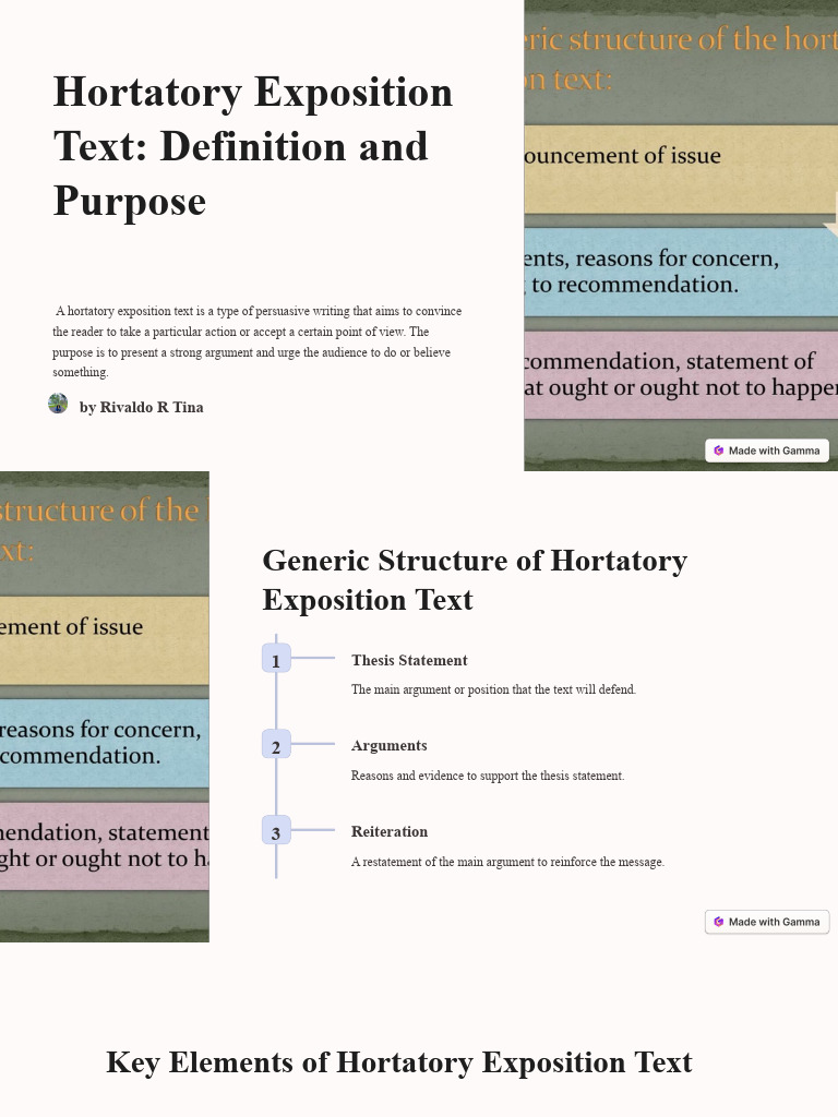 Hortatory Exposition Text: Definition and Purpose: by Rivaldo R Tina | PDF