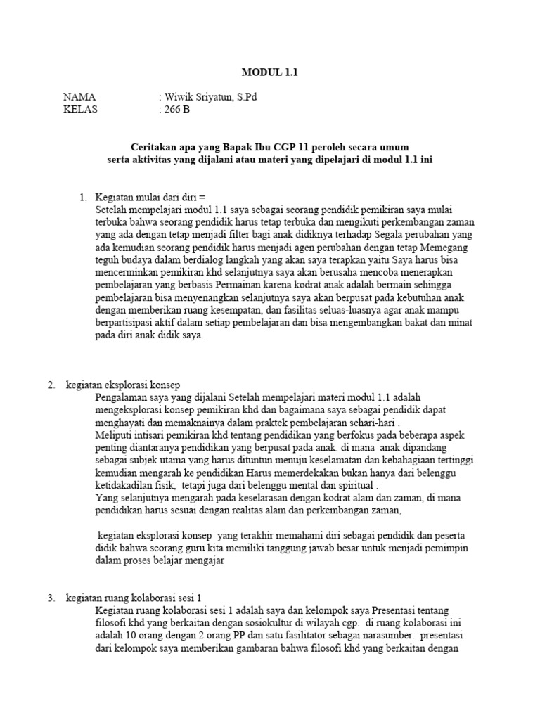 Pembelajaran Berbasis KHD di Modul 1.1 | PDF