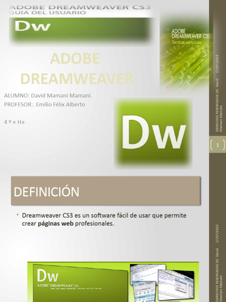 Diapositivas Dreamweaver | PDF | Adobe Dreamweaver | HTML