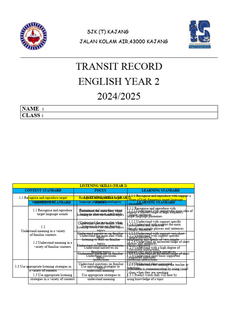 Transit Record Year 2 | PDF | Translations | Information